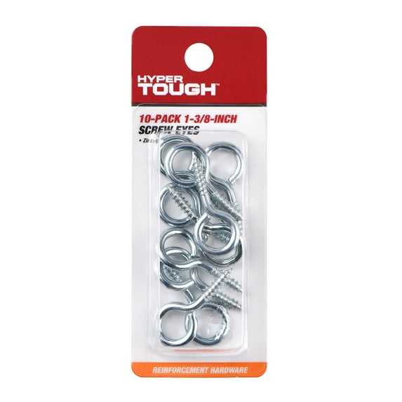 Hyper Tough Screw Eye 1-3/8 Inch Zinc Plated Light-Duty Fastener 10 ...