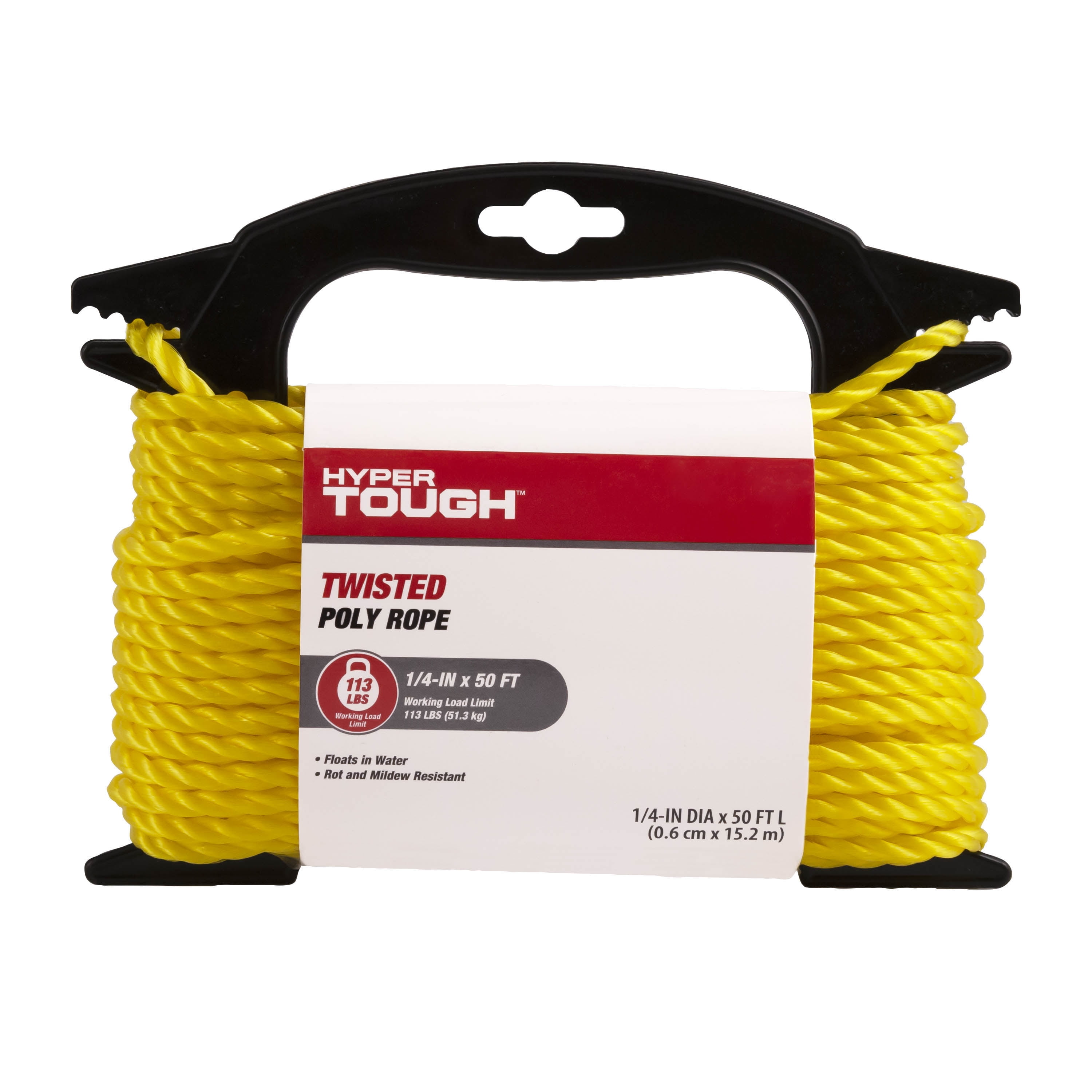 Hyper Tough 1/4" x 50' Poly Twisted Rope - Walmart.com