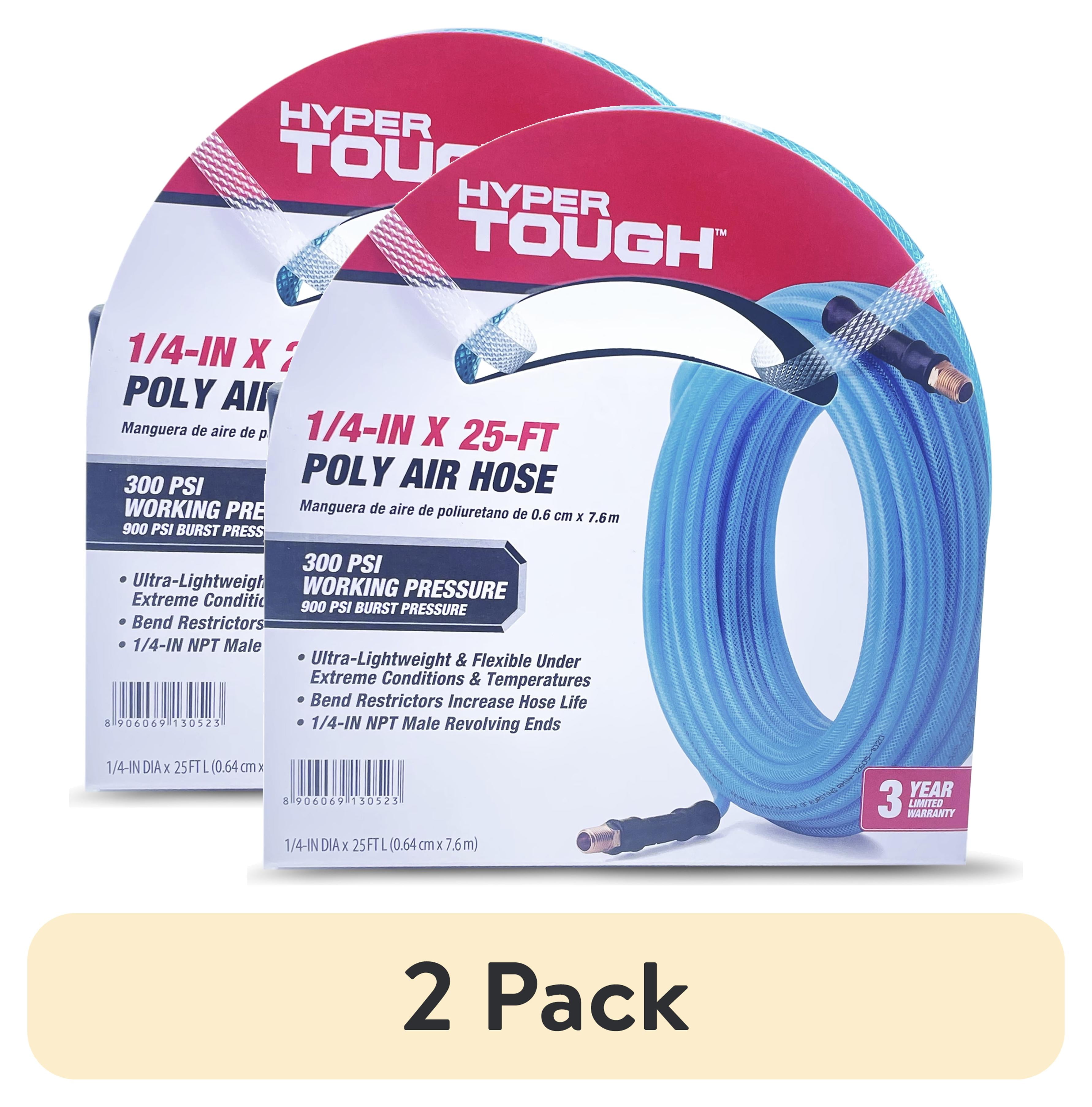 (2 pack) Hyper Tough 1/4"x25' Poly Air Hose - All Weather Flexible ...