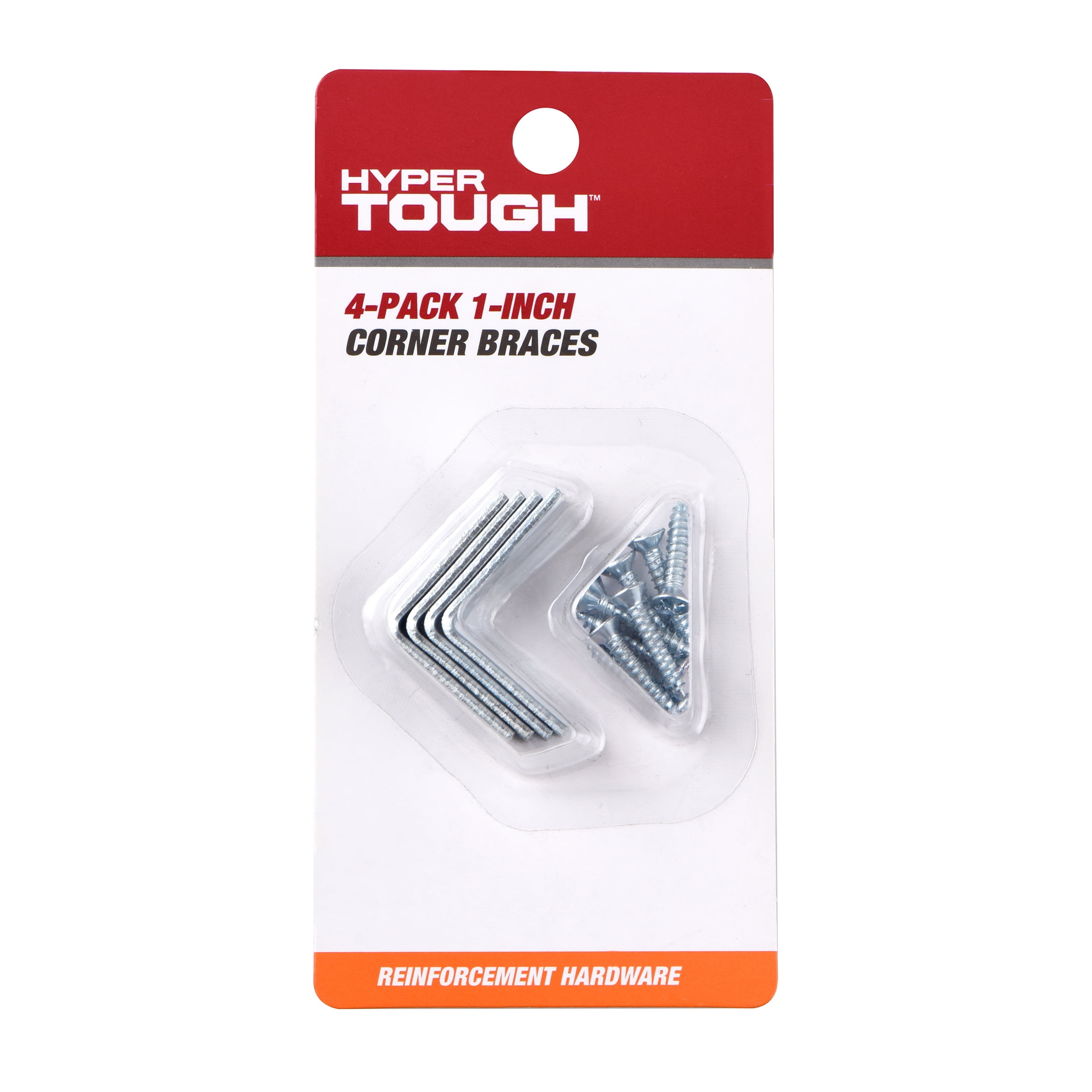 Hyper Tough 1 inch. x 1 inch. Corner Brace, Steel, Zinc Plated (4 Pack ...