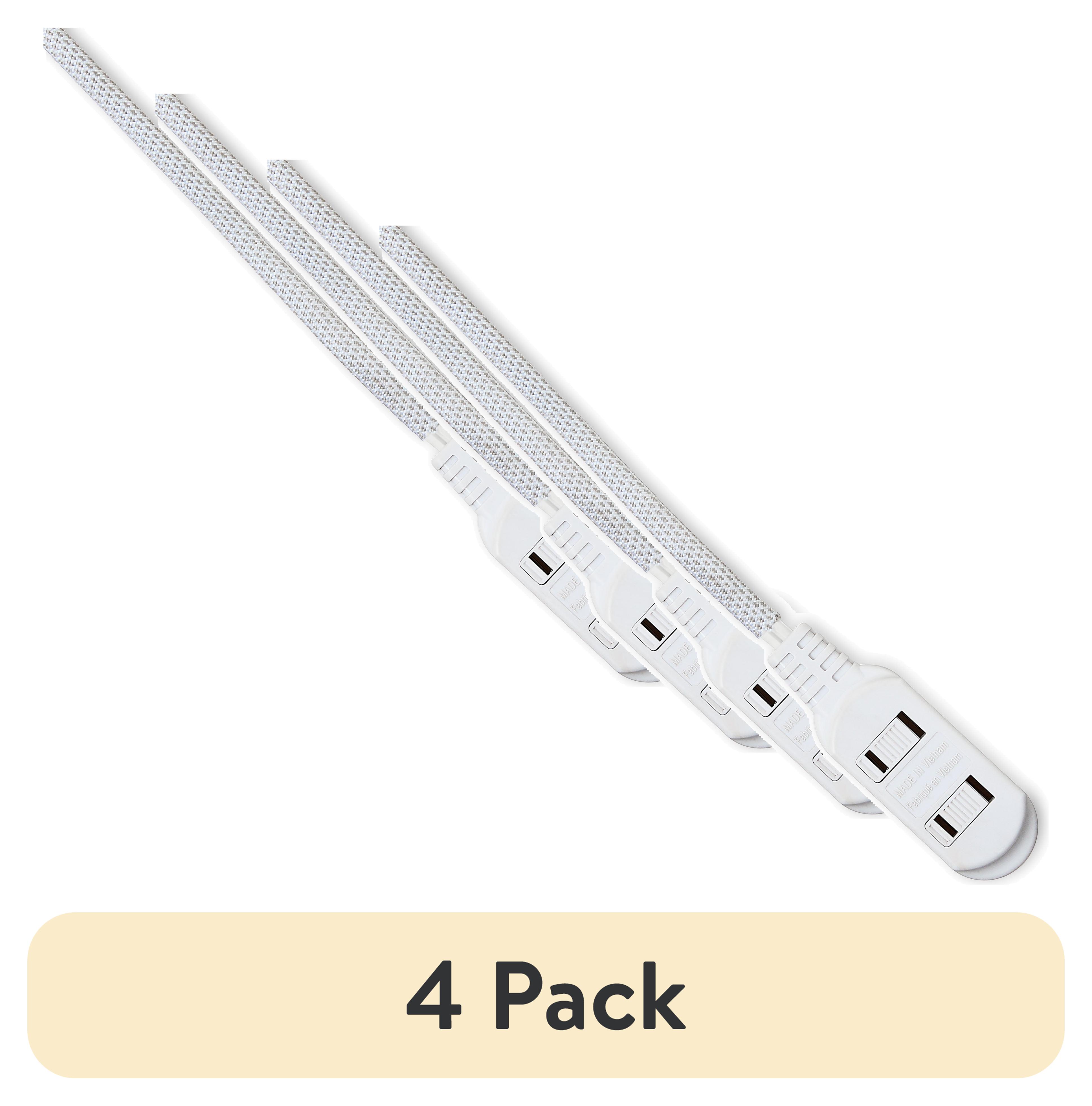 (4 pack) Hyper Tough 10-Foot 3-Outlet Light-Duty Extension Cord, White ...