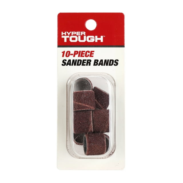 Hyper Tough 10 Piece Rotary Sanding Sandpaper Bands (60 Grit), 10 ...