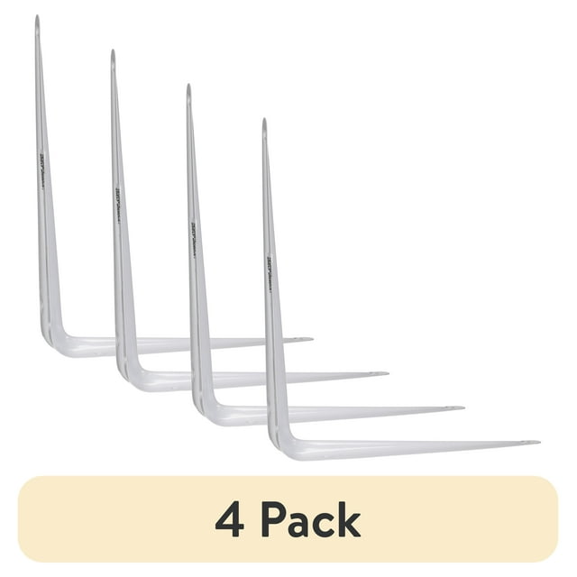 (4 pack) Hyper Tough 10" x 12" Shelf Bracket, White, Pre-Drilled Holes ...