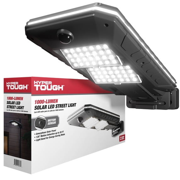 Hyper Tough 1000 Lumen Solar Powered LED Street Light, Motion Sensor ...