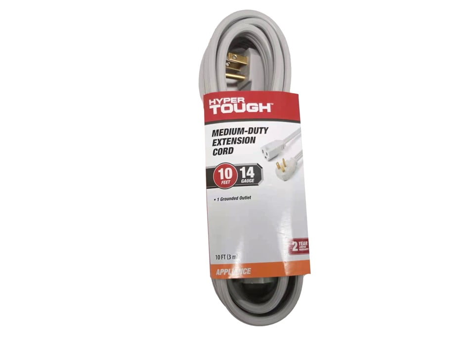 Hyper Tough Indoor 10FT 14/3 Gray Air Conditioner Extension Cord 15 ...