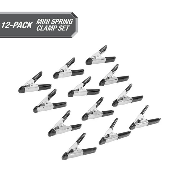 Hyper Tough 12-Piece Mini Metal Spring Clamp Set for Woodworking Crafts ...
