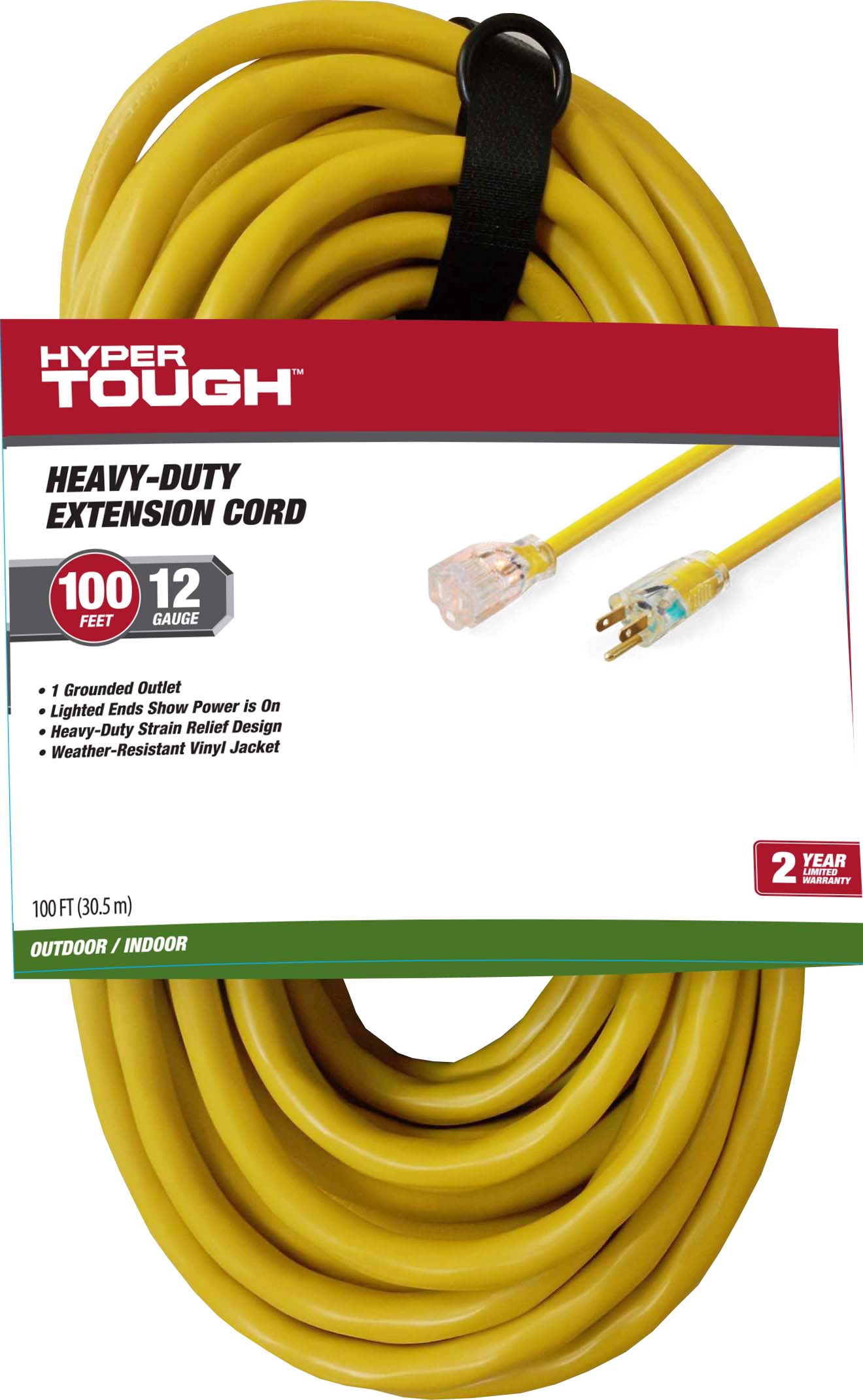 Hyper Tough 12AWGX3C 100ft Indoor and Outdoor Heavy Duty Yellow Vinyl ...