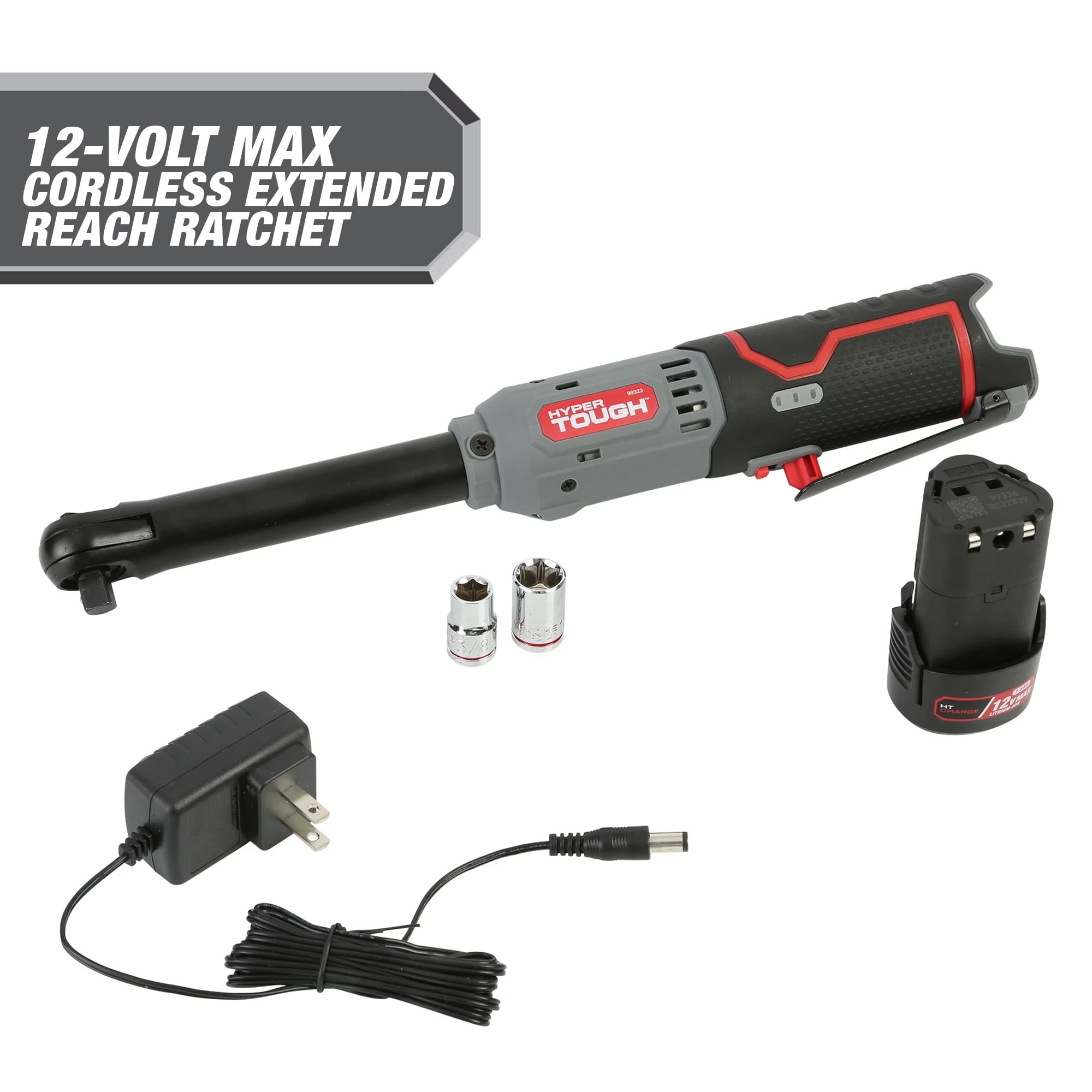 Hyper Tough 12V Max* 3/8-in Lithium-Ion Cordless Extended Reach Ratchet ...