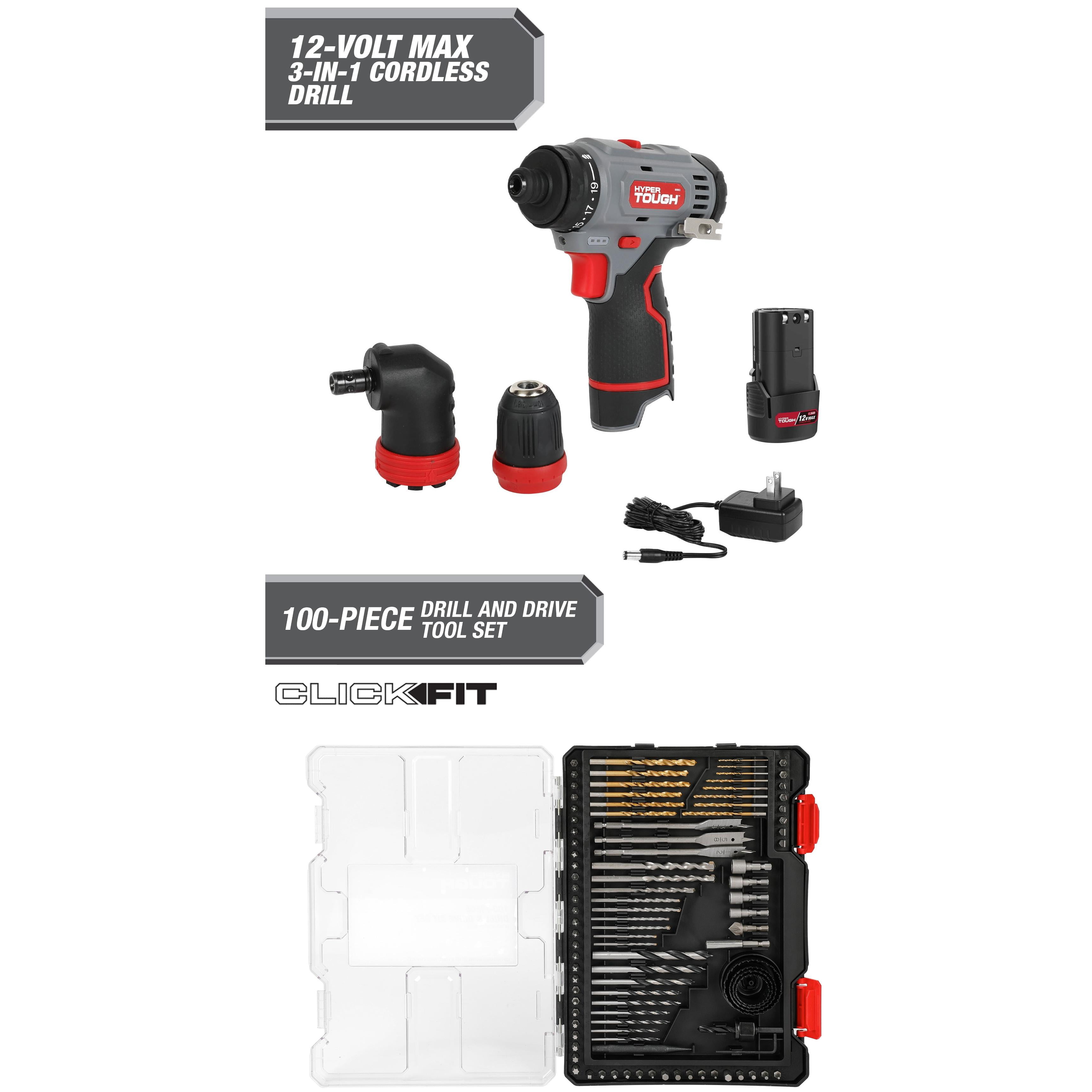 Hyper Tough 12V Max* 3-in-1 Multi-Head Power Drill Set with 1.5Ah ...