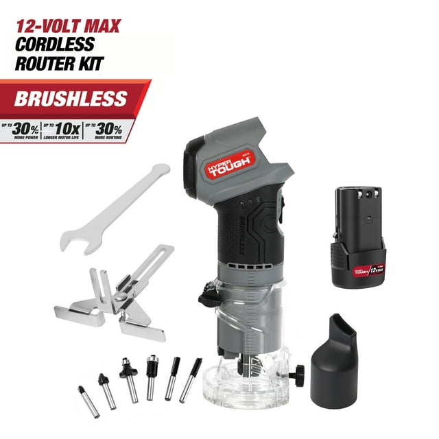 Hyper Tough 12V Max Lithium-Ion Brushless Palm Edge Router with 1.5Ah ...