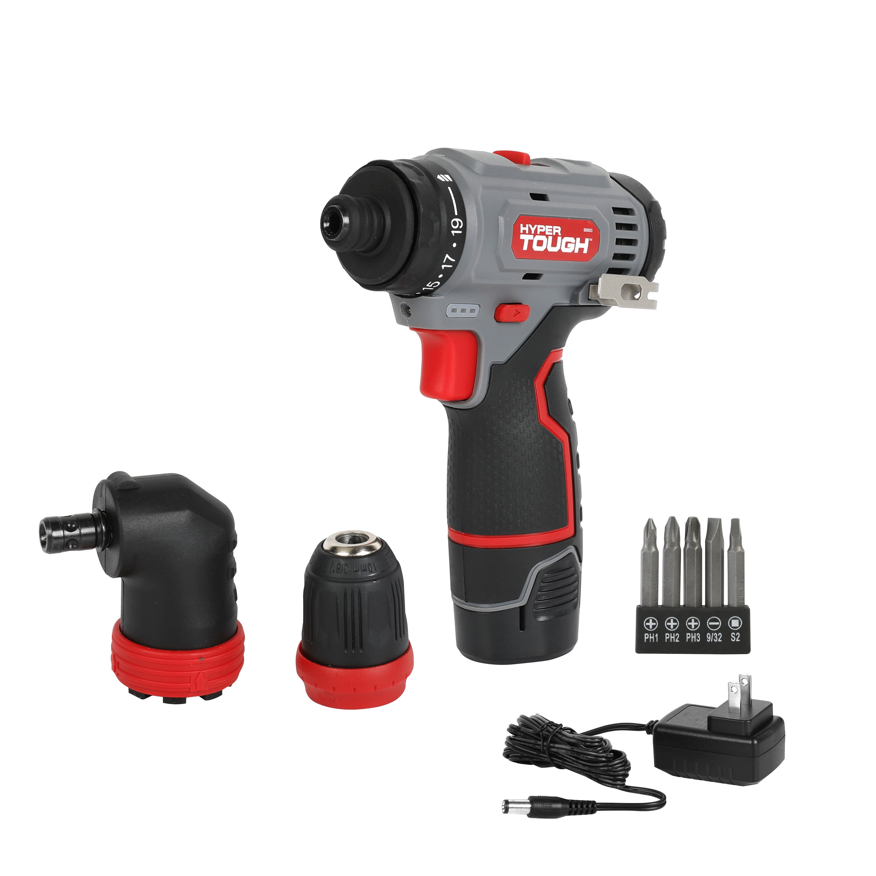 Hyper Tough 12v 3-in-1 Drill Driver with 5-Piece Screwdriver Bits ...