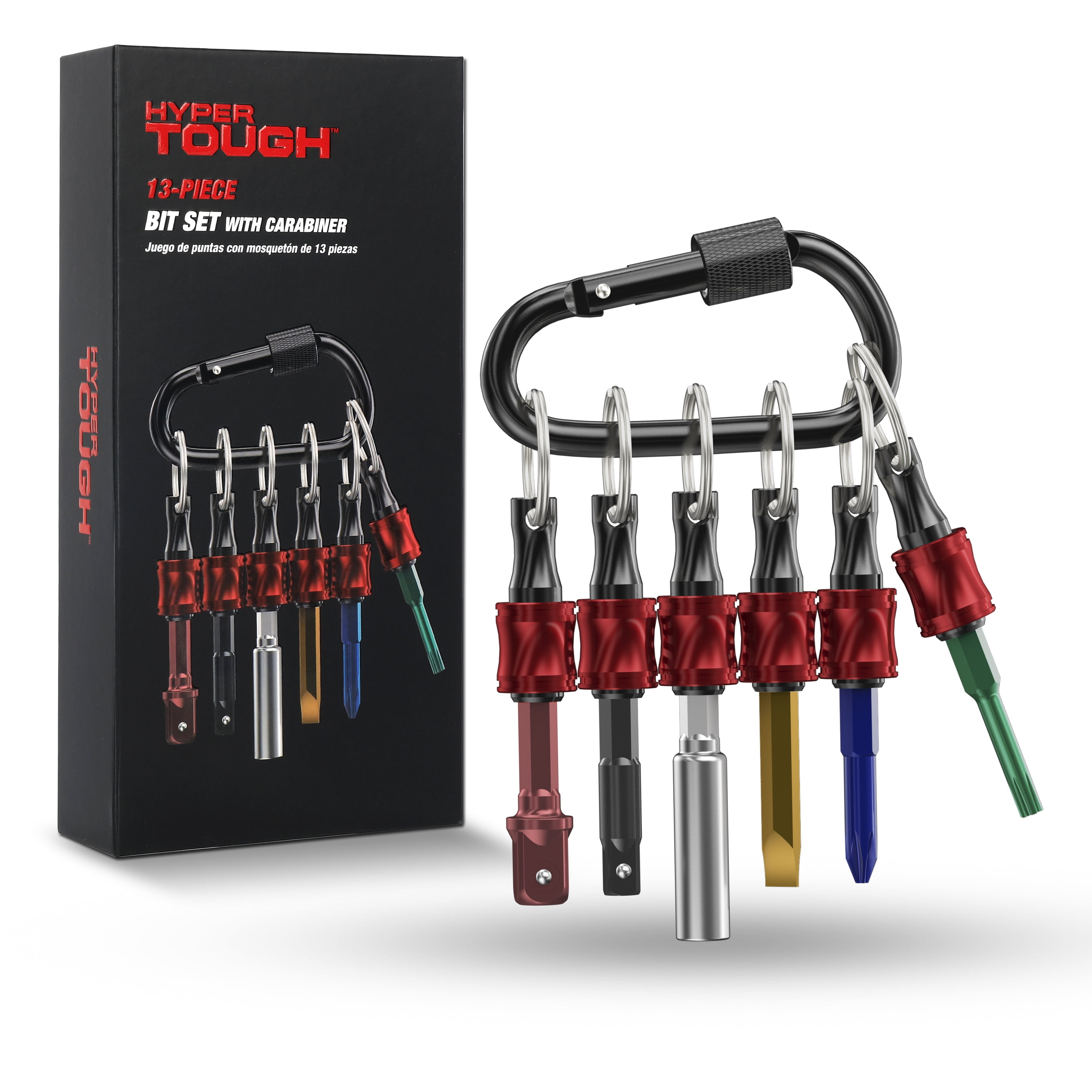Hyper Tough 13-Piece Bit Holder Carabiner with Bits - Walmart.com