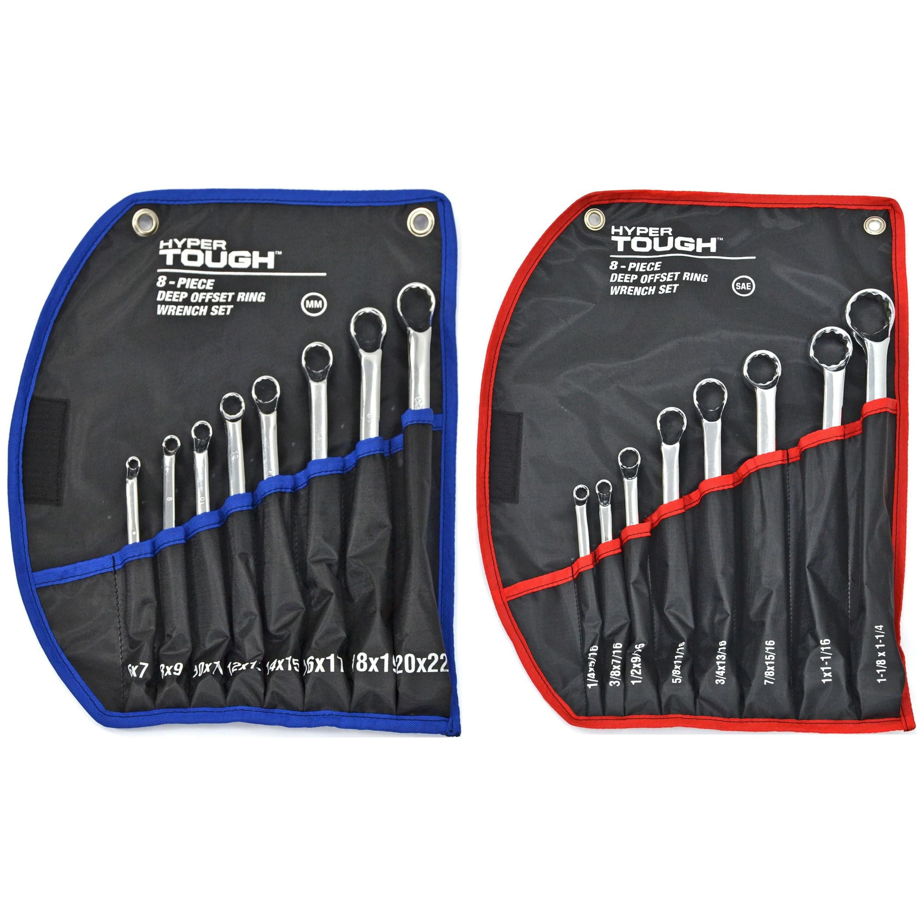 Hyper Tough 16-Piece Metric and SAE Deep Offset Ring Wrench Set ...