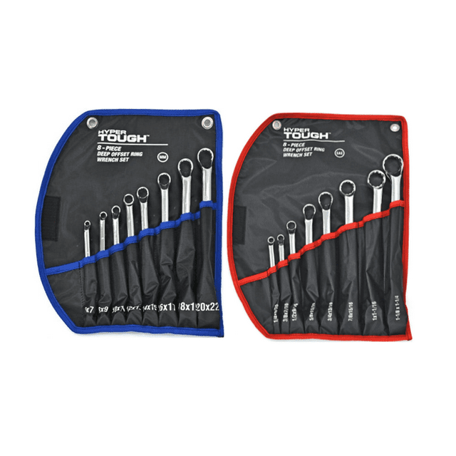 Hyper Tough 16-Piece Metric and SAE Deep Offset Ring Wrench Set ...