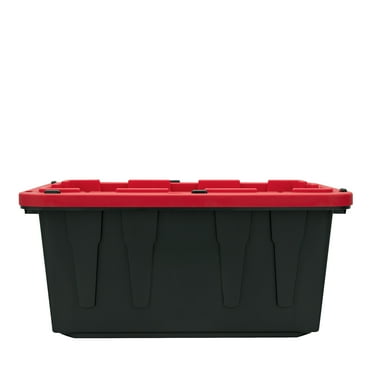 Hyper Tough 12 Gallon Snap Lid Storage Bin, Black/Red Lid, Set of 4 ...