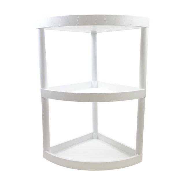 Hyper Tough 18.08" W x 18.08" D x 32" H 3-Tier Plastic Corner Shelf, 20 ...