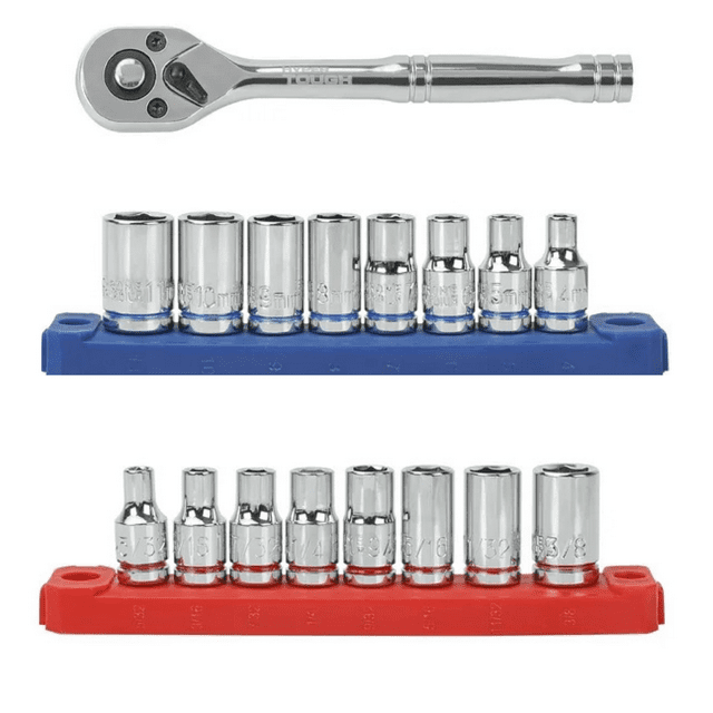 Hyper Tough 19 Piece 1/4 inch Drive Ratchet and Socket Set - Walmart.com