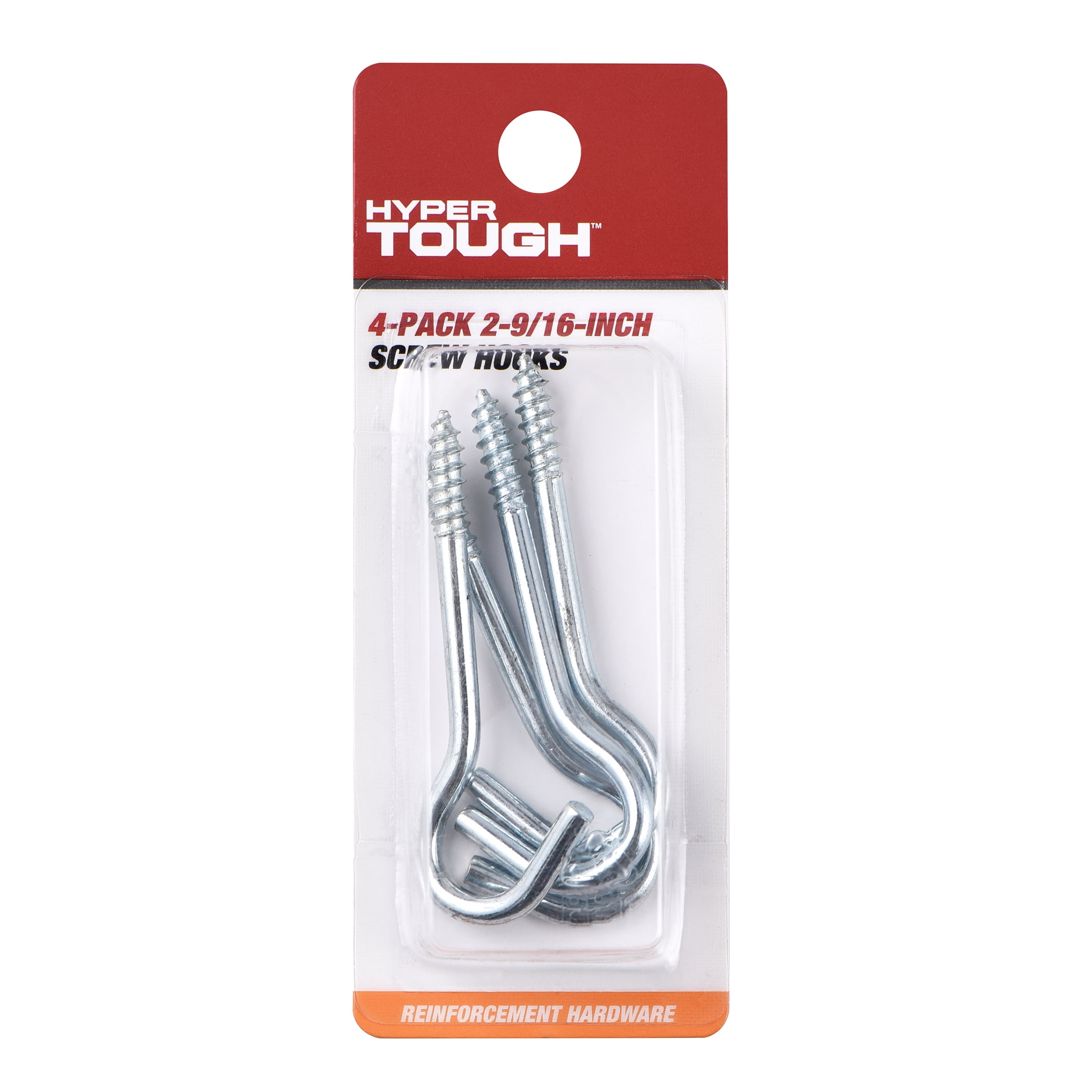 Hyper Tough 2-9/16 in. Zinc Plated Screw Hook 4 Pack for Light-Duty ...