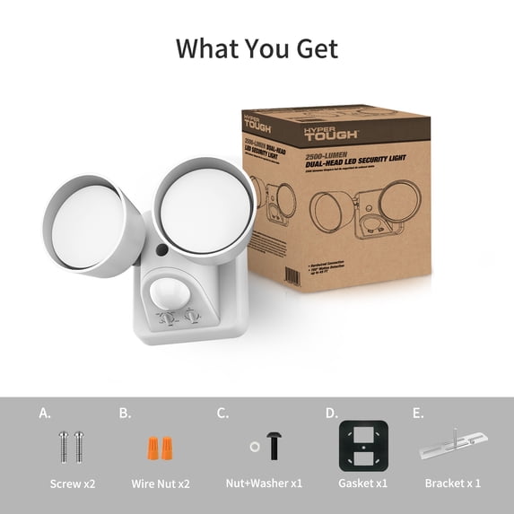 Hyper Tough 2-Head LED Direct Wire Motion Sensing Outdoor Security ...