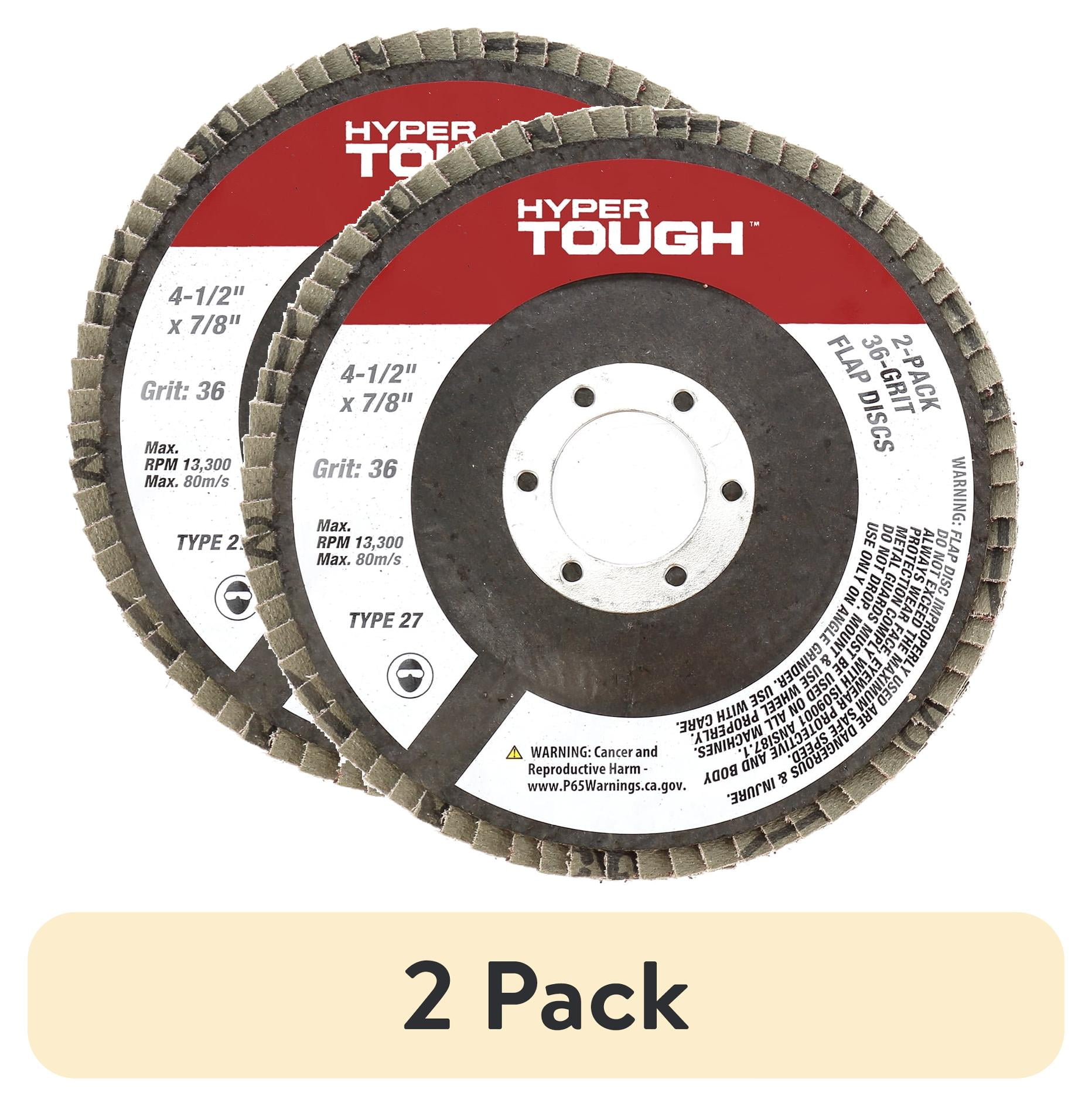 (2 pack) Hyper Tough 2 Pack 36 Grit Flap Discs 4-1/2 inch Diameter with ...