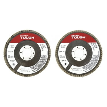 (2 pack) Hyper Tough 2 Pack 36 Grit Flap Discs 4-1/2 inch Diameter with ...