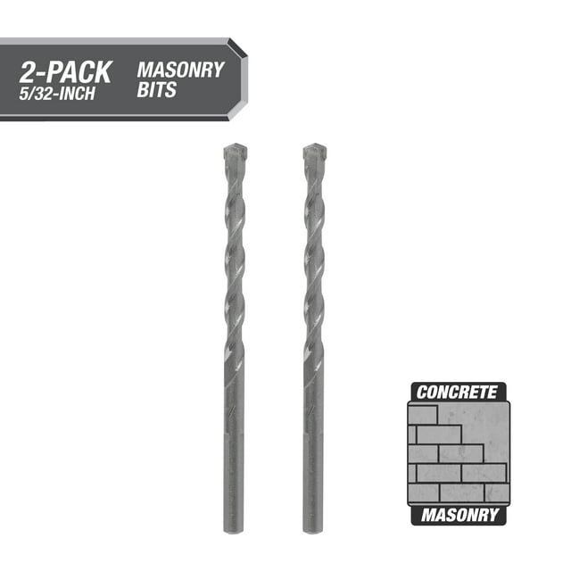 Hyper Tough 2-Pack 5/32-inch Masonry Bit, 43126 - Walmart Business Supplies