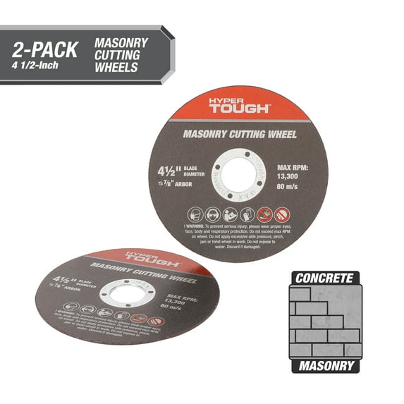 Hyper Tough Masonry Cutting Wheels 4.5 inch Silicon Carbide 2-Pack, 7/8 ...