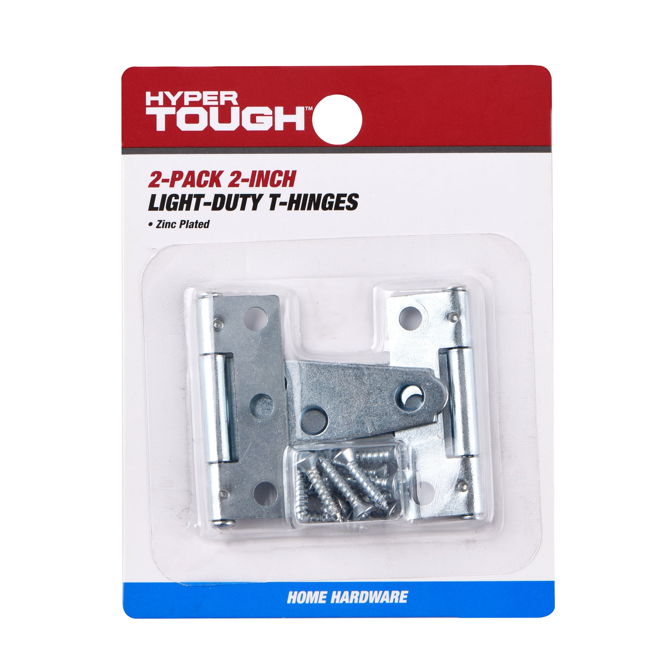 Hyper Tough 2 inch Light Tee Hinge Zinc Plated 2 Pack Steel Surface ...