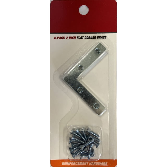 Hyper Tough 2 inch. x 2 inch. Flat Corner Brace, Steel, Zinc Plated (4 ...