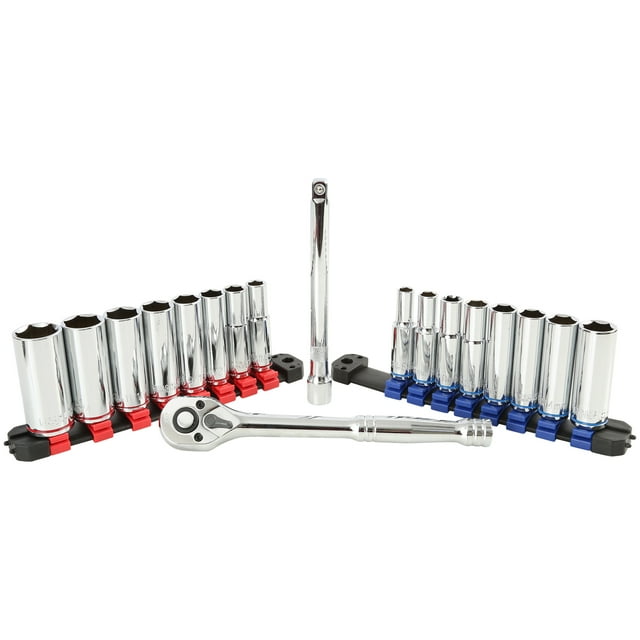 Hyper Tough 20-Piece 3/8-inch Drive Ratchet and Deep Socket Set, SAE ...