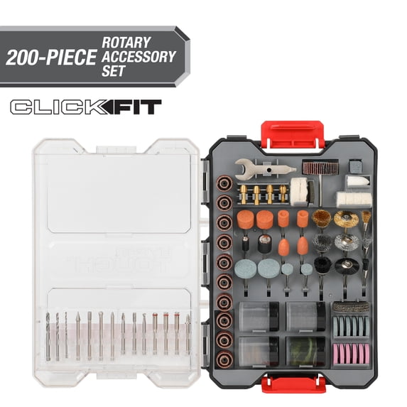 Hyper Tough Rotary Accessory Kit 200 Pieces in Click Fit Case for DIY ...