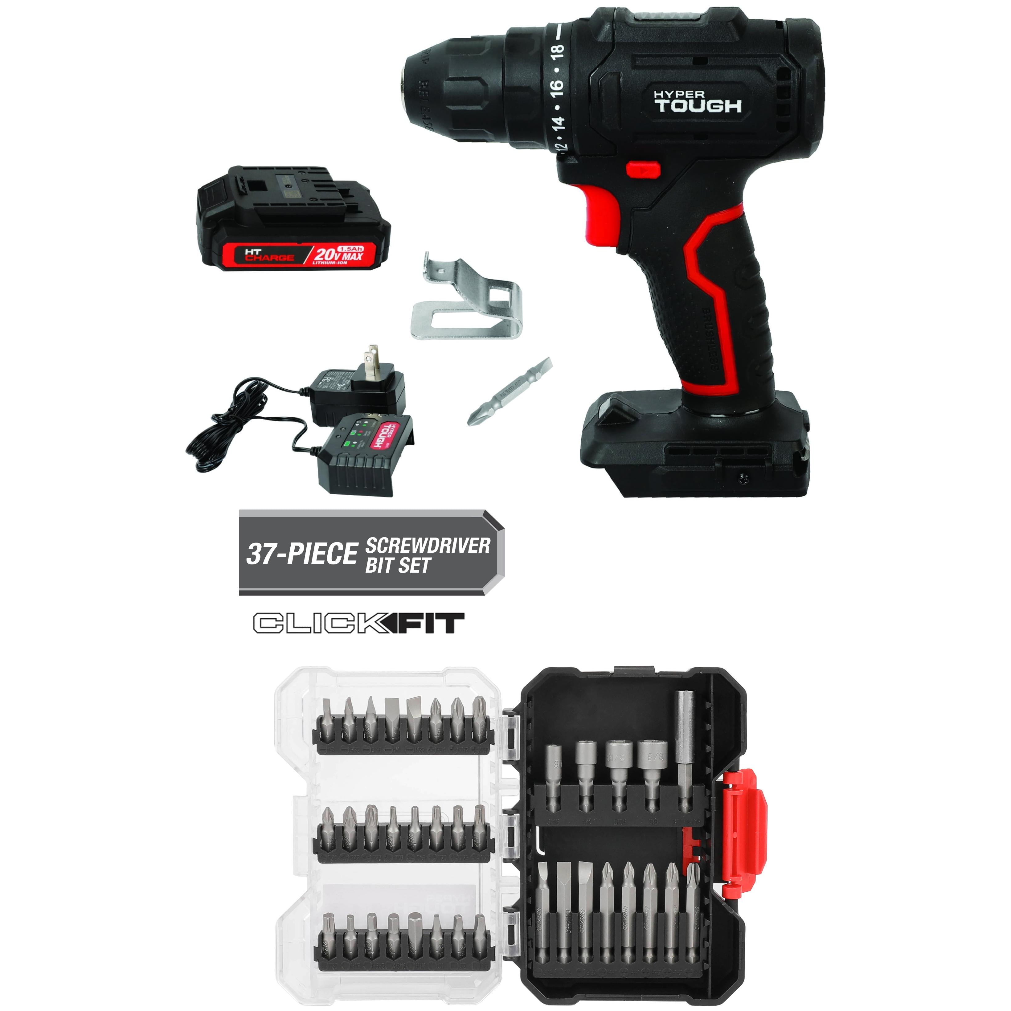 Hyper Tough 20V Max Brushless 1.5AH Cordless Drill and 37-Piece ...