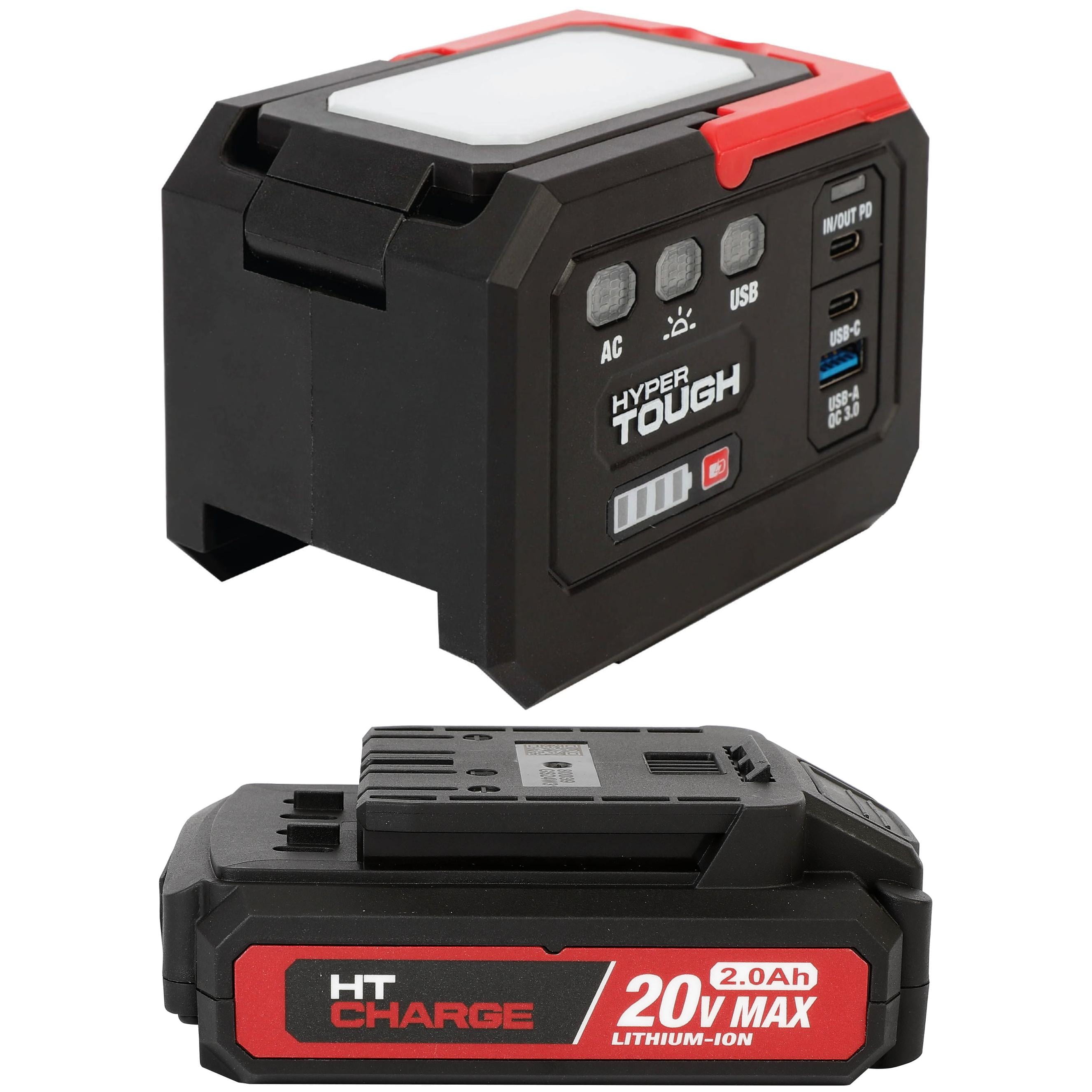 Hyper Tough 20V Power Inverter and 2.0Ah Lithium-Ion Battery Pack with ...