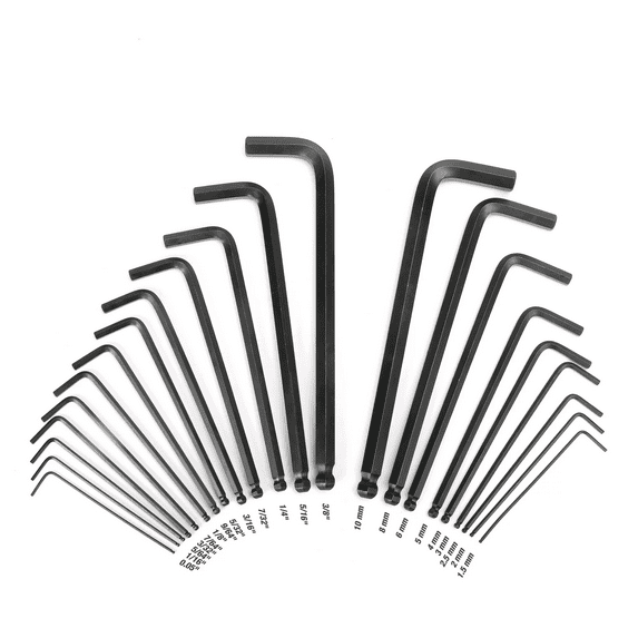Hyper Tough 22-Piece Long-Arm Hex Key Set with SAE and Metric Sizes for ...