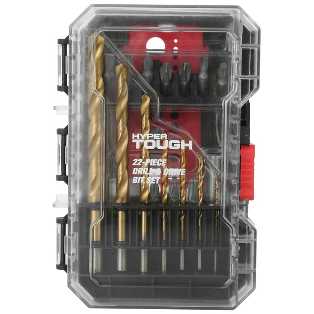 Hyper Tough 22-Piece Titanium Coated Drill Bit and Drive Bit Set, Model ...