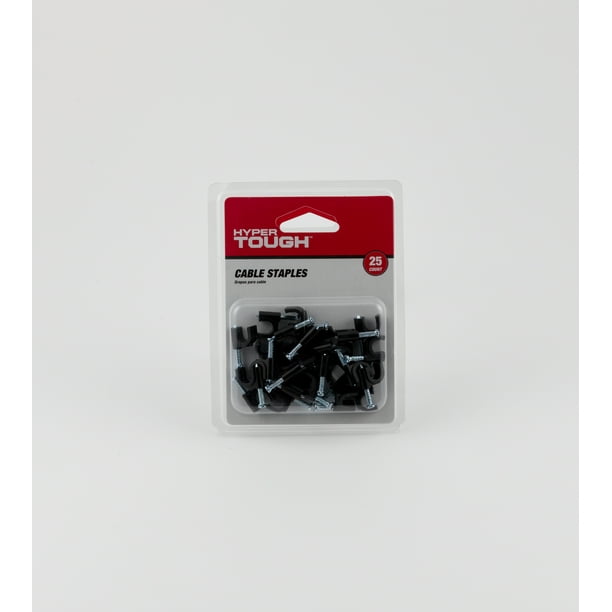 Hyper Tough 25 Piece Coaxial Cable Staples, Black, Cable Clips ...