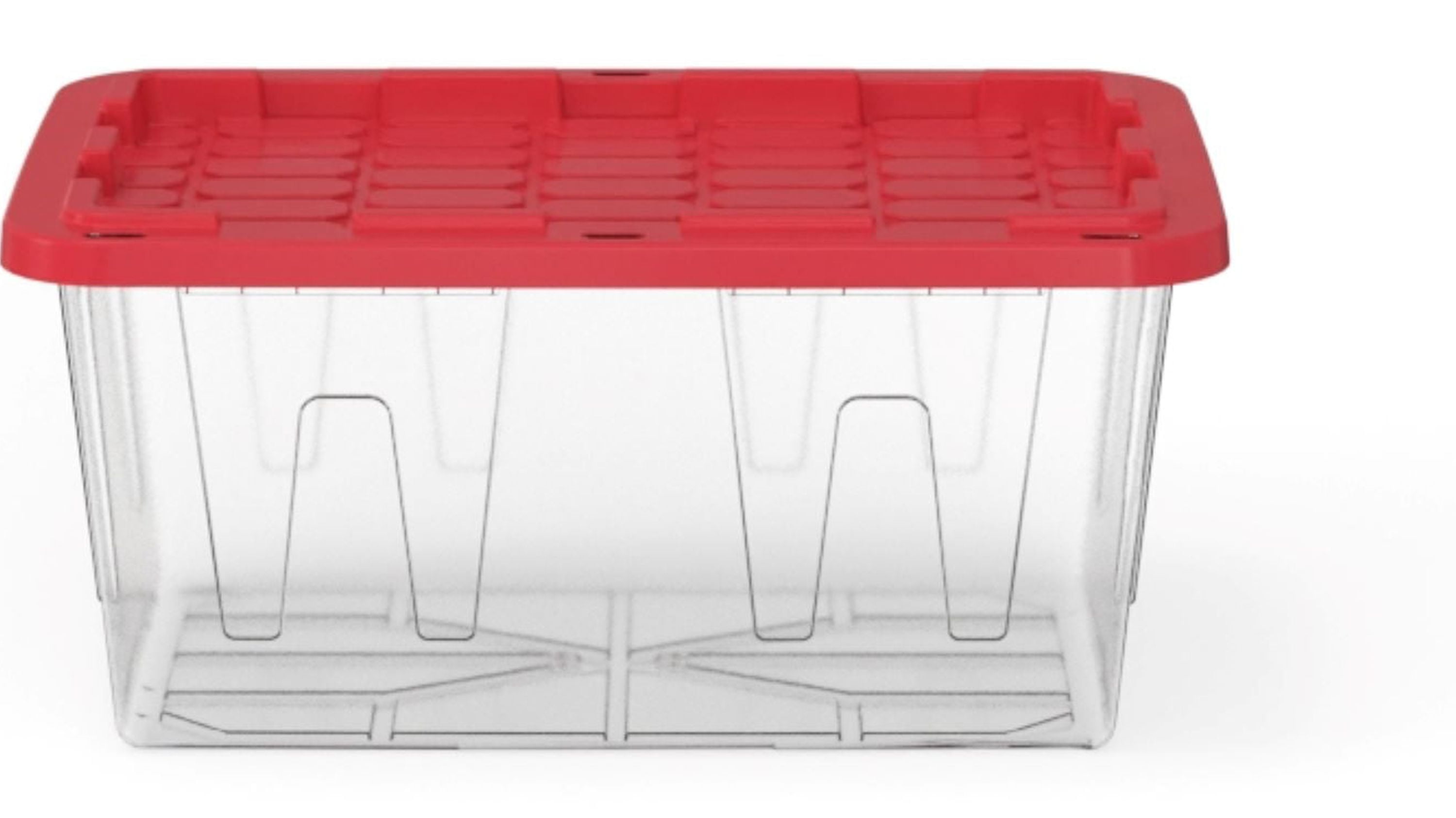 Hyper Tough 27 Gallon Clear Storage Bin, Red Lid - Walmart.com
