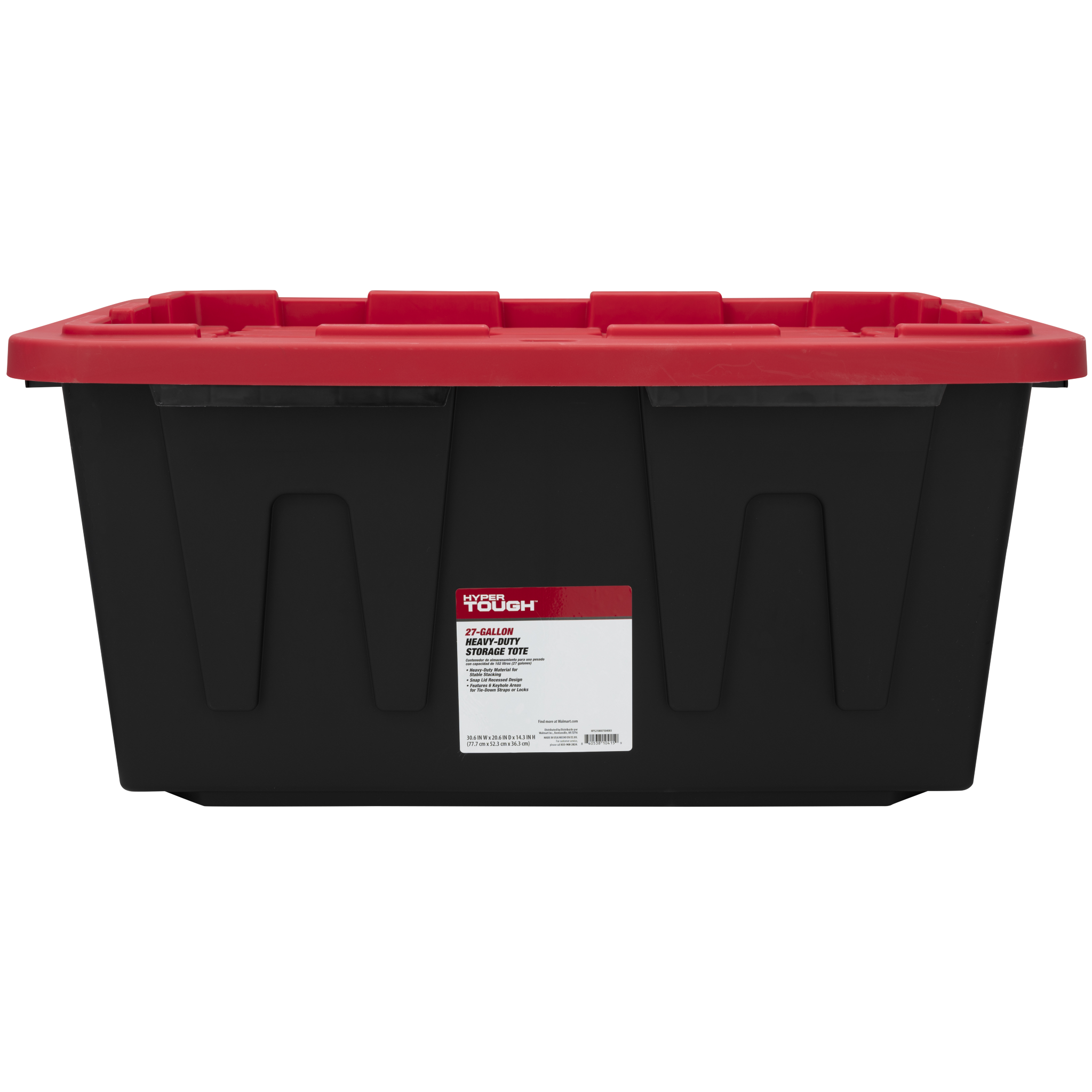 Hyper Tough 12 Gallon Snap Lid Storage Bin, Black/Red Lid, Set of 4 ...