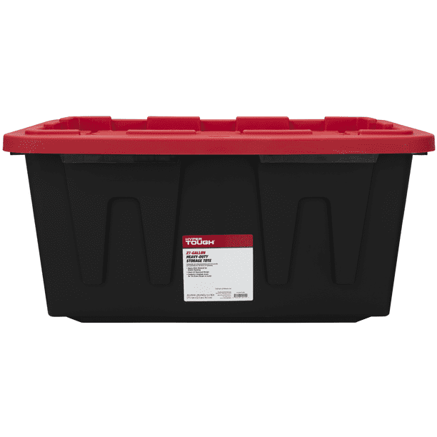 Hyper Tough 27 Gallon Snap Lid Plastic Storage Bin Container, Black ...