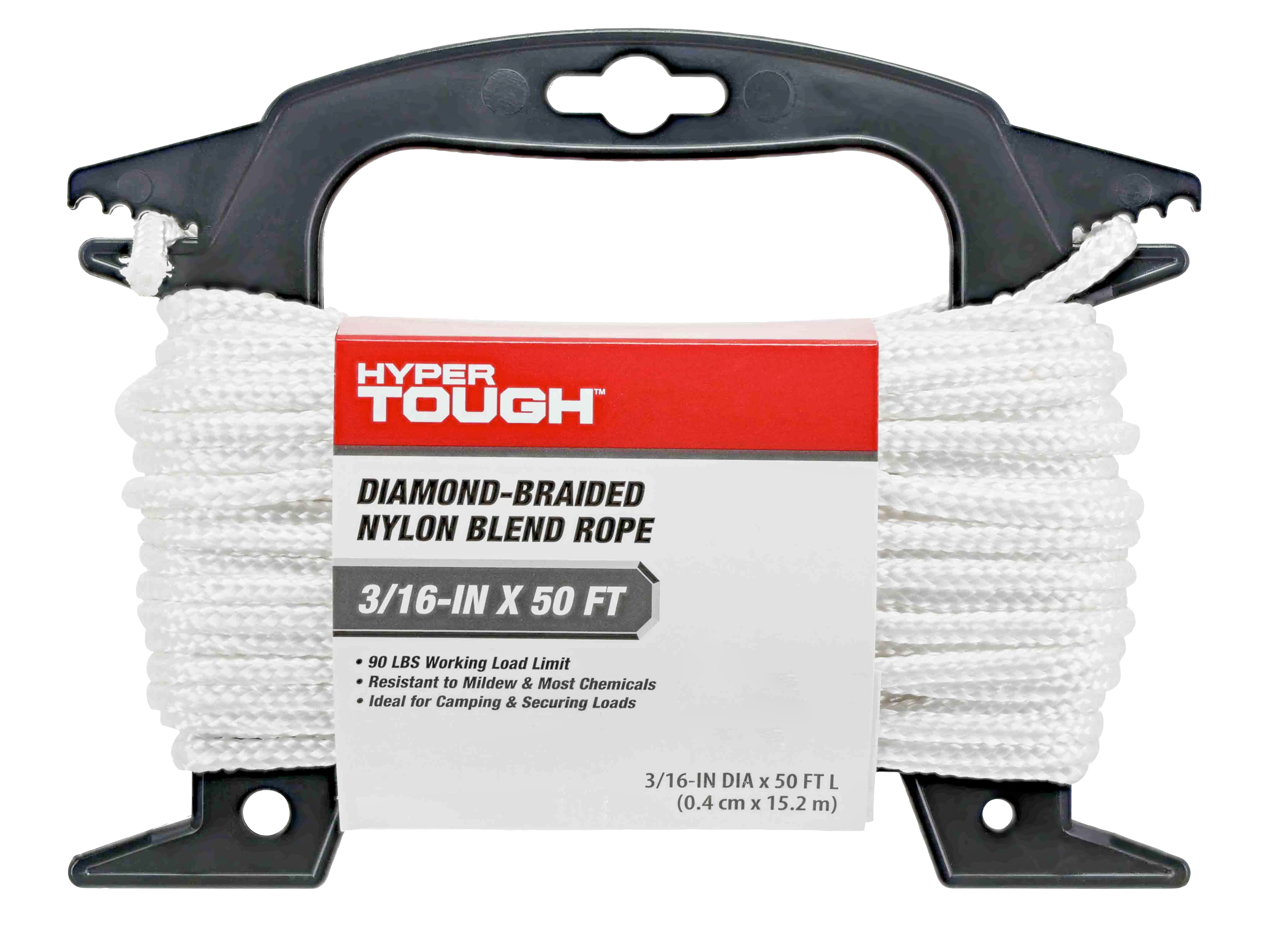 Hyper Tough 3/16" x 50' Nylon Blend Diamond-Braided Rope with Storage ...