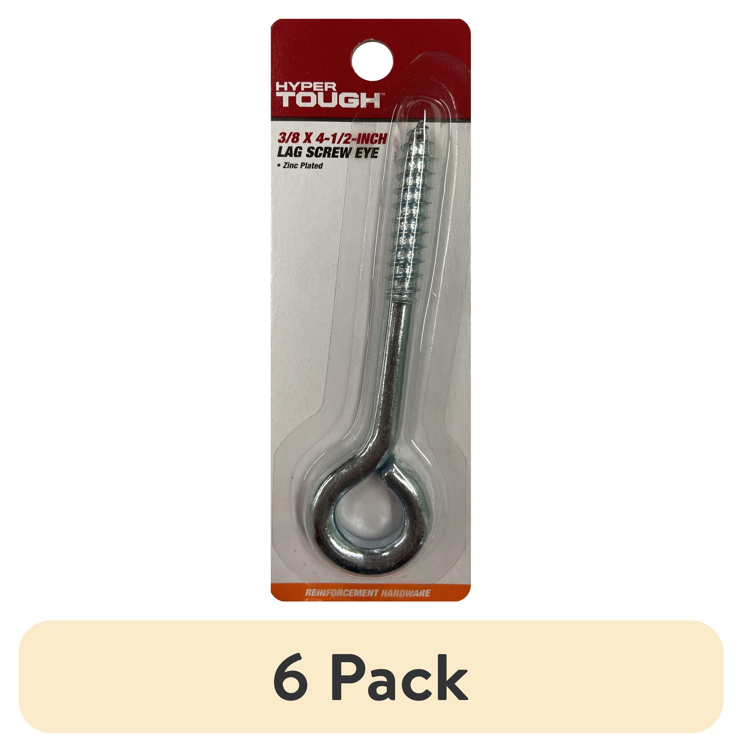 (6 pack) Hyper Tough 3/8 inch. x 4-1/2 inch. Lag Screw Eye, Zinc Plated ...