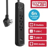 Hyper Tough Surge Protector Power Strip with USB-A & USB-C, 3 Outlets ...