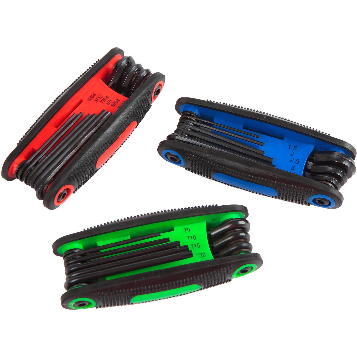 Hyper Tough 3-Pack Folding Hex Key Set with SAE, Metric, and Star ...