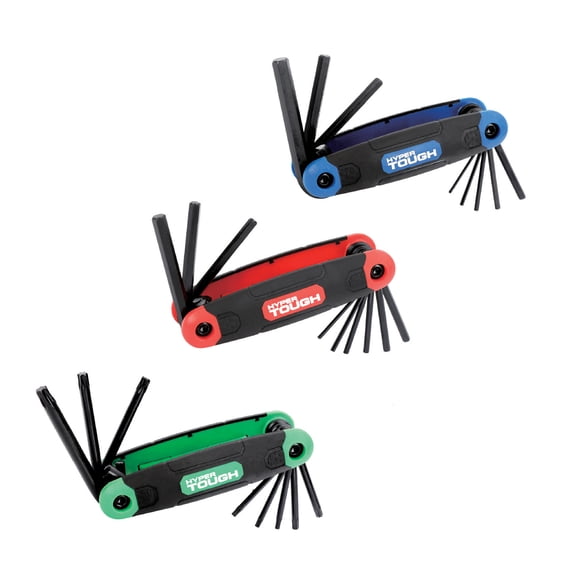 Hyper Tough Folding Hex Key Set with SAE Metric Star 3-Pack, Heavy-Duty ...