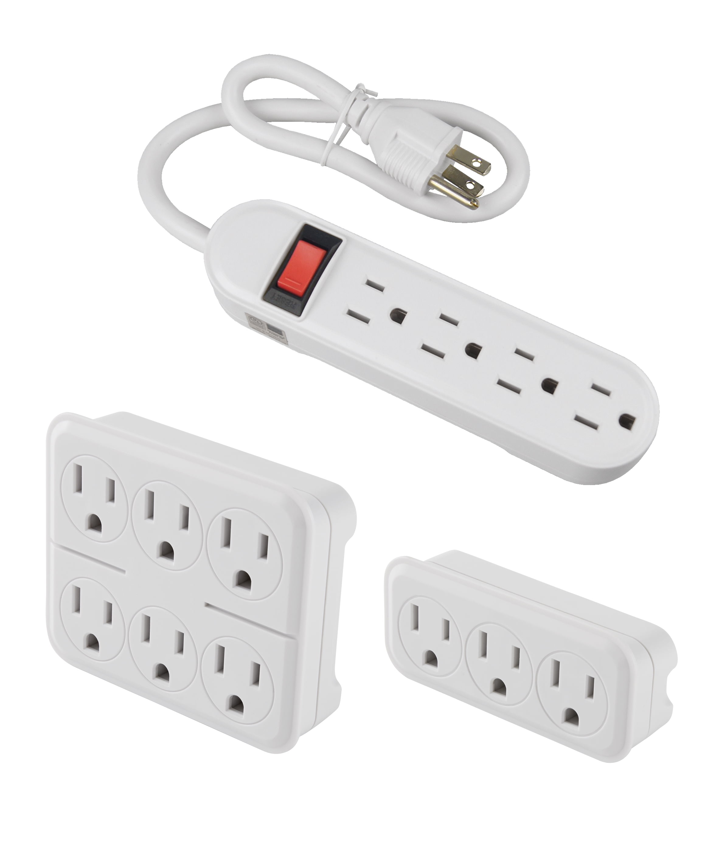 Hyper Tough Power Strip Set 4-Outlet, 6-Outlet Wall Block and 3-Outlet ...