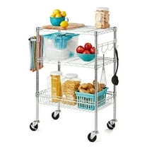 Mainstays 3-Tier Plastic Multi-Purpose Rolling Laundry Cart, Arctic ...