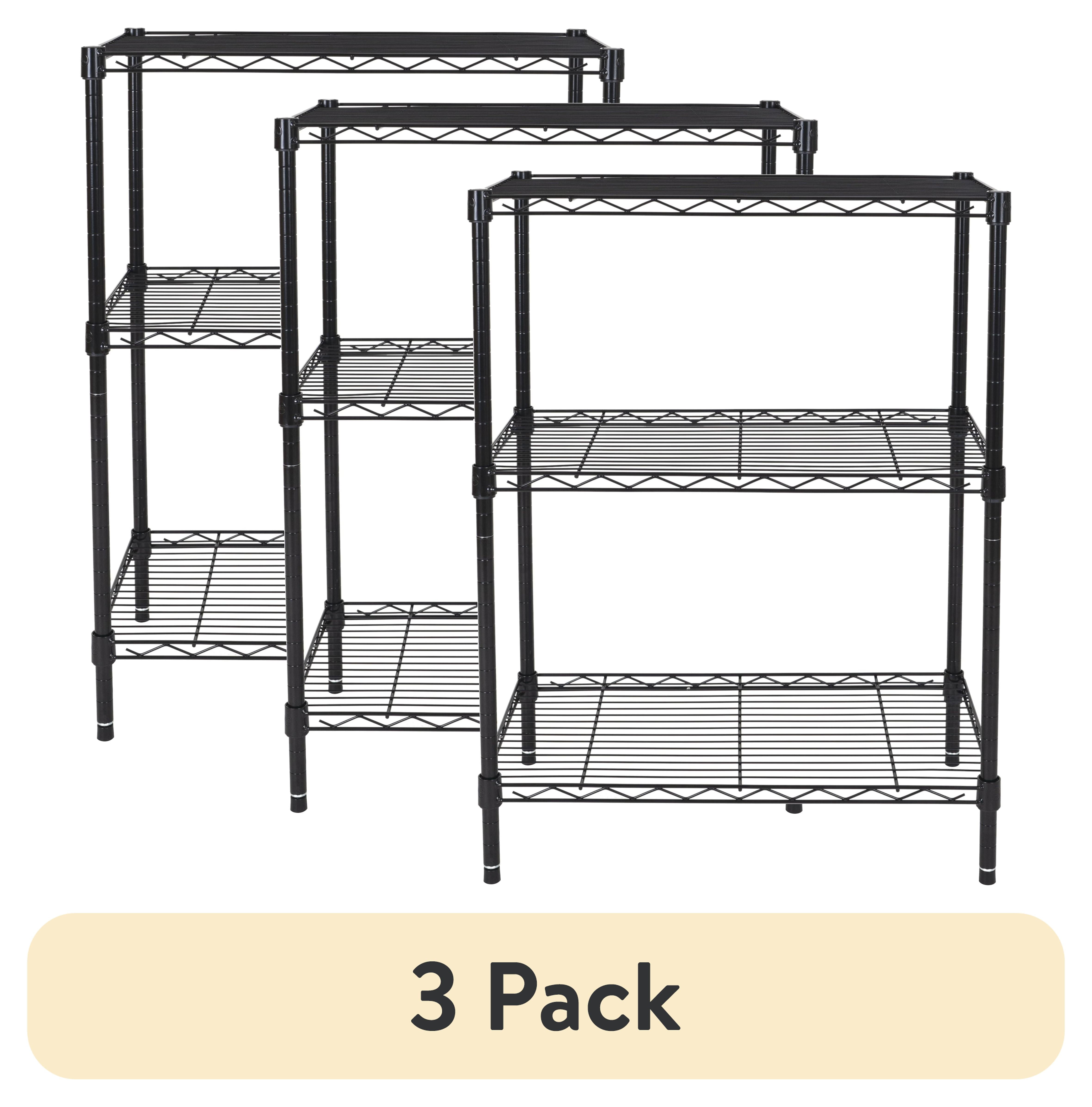 (3 pack) Hyper Tough 3-Tier Multipurpose Wire Shelving Rack, Black ...