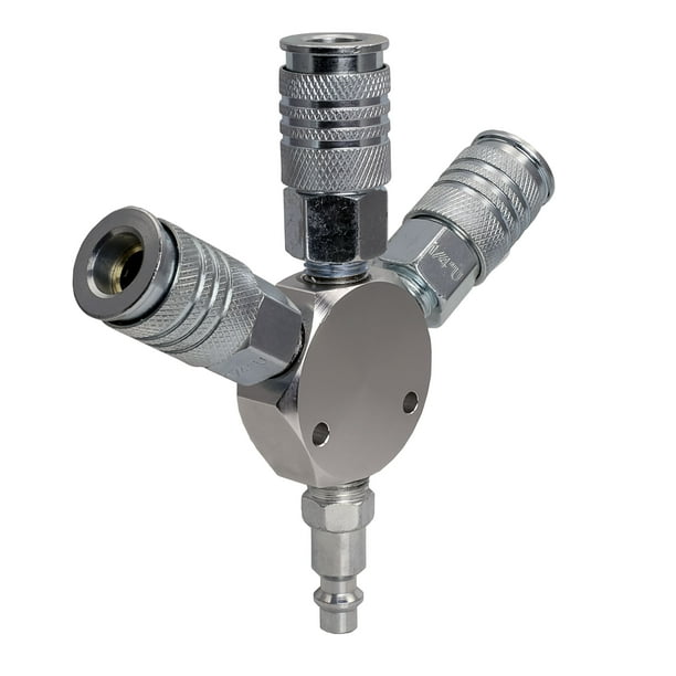 Hyper Tough 3-Way 1/4" Air Manifold with Quick Connect Couplers ...