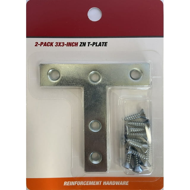 Hyper Tough 3 in. x 3 in. Tee Plate, Zinc Plated (2 Pack) - Walmart.com