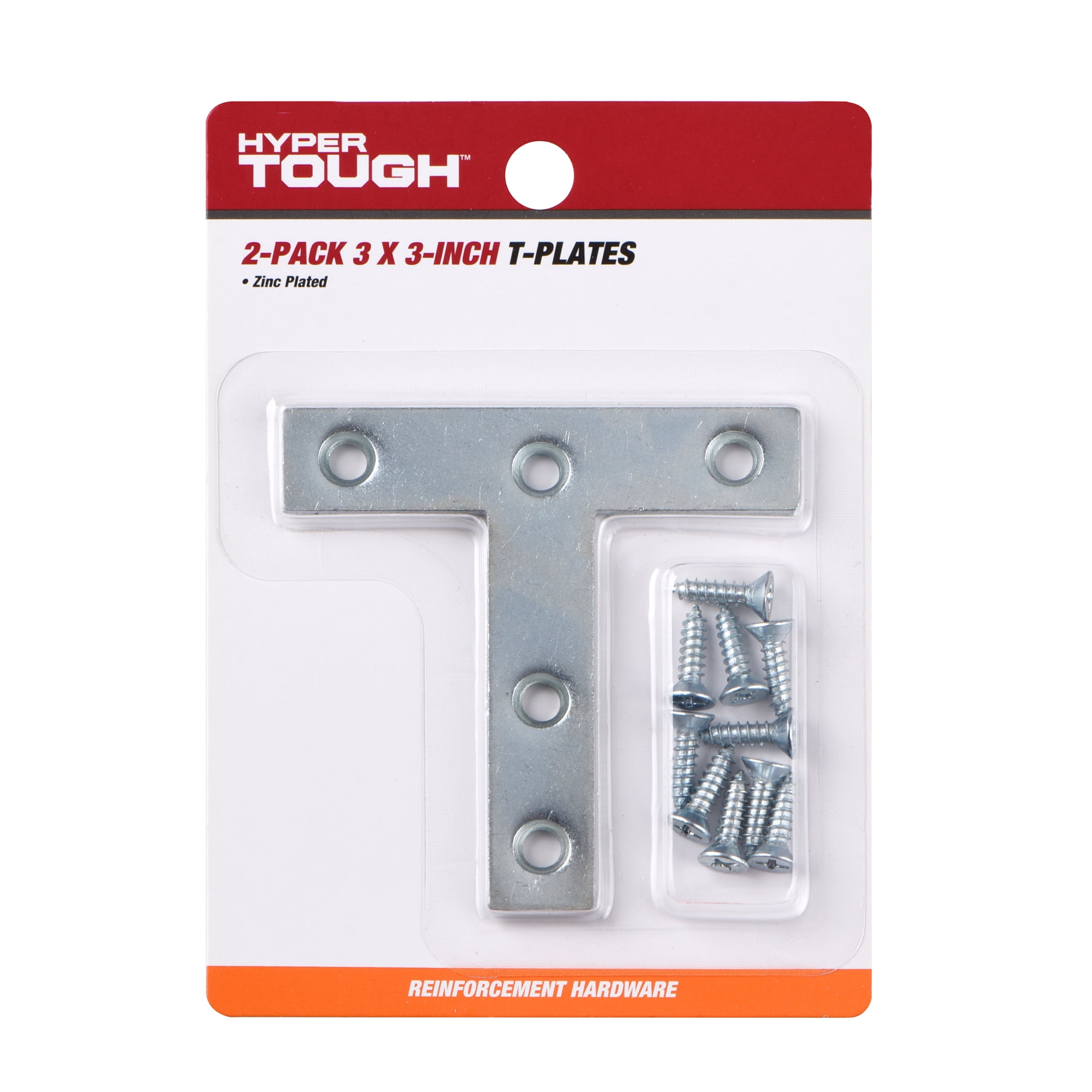 Hyper Tough 3 x 3 Inch Zinc Plated T-Shaped Tee Plate 2 Pack for ...